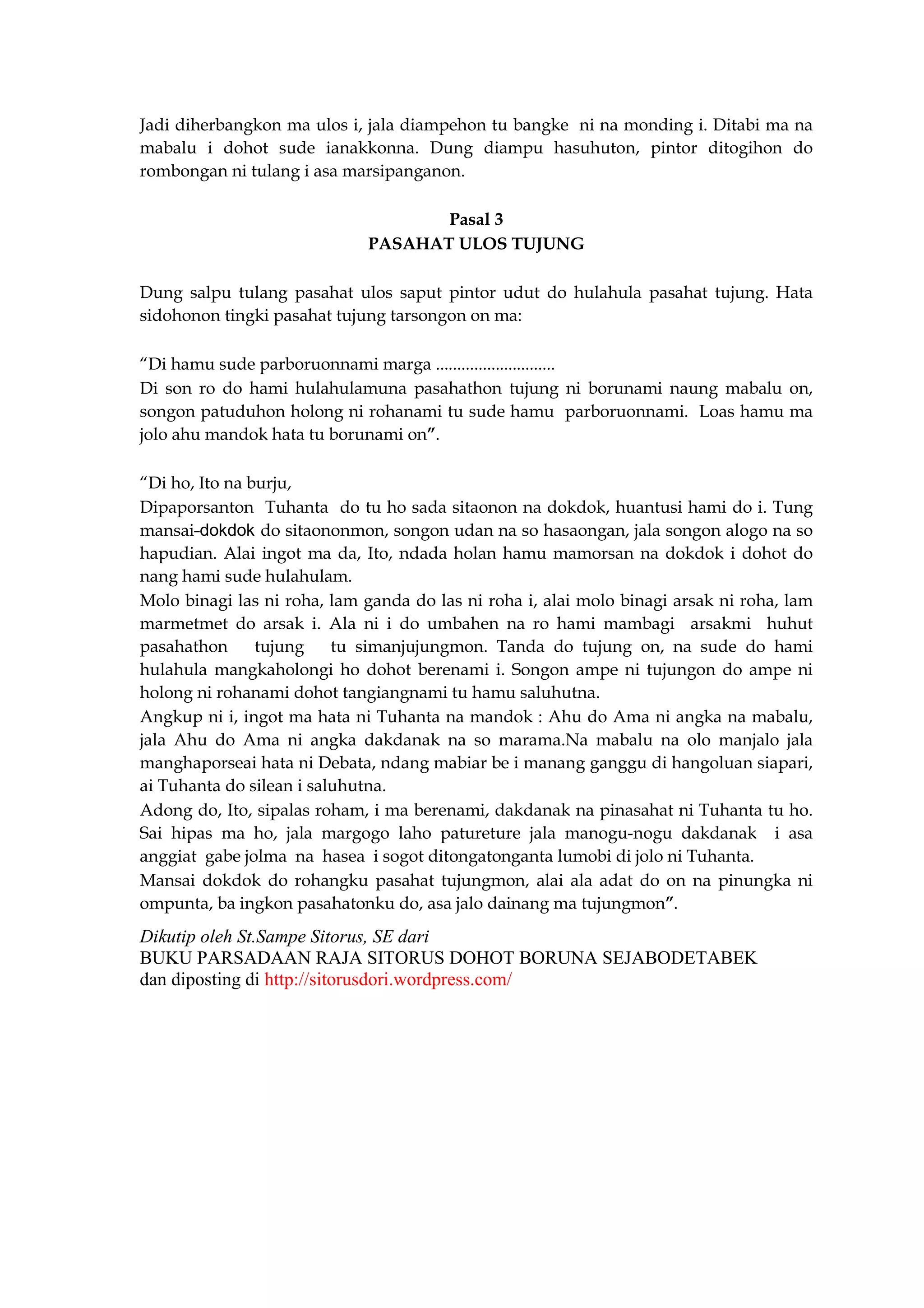 Garis besar-ruhut-paradaton-parsadaan-raja-sitorus-dohot-boruna-se ...