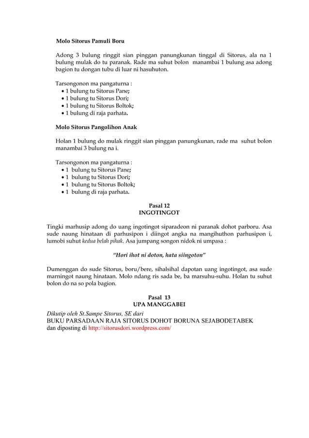 Garis besar-ruhut-paradaton-parsadaan-raja-sitorus-dohot-boruna-se ...