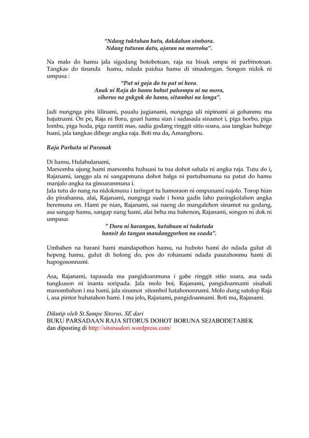 Garis besar-ruhut-paradaton-parsadaan-raja-sitorus-dohot-boruna-se ...
