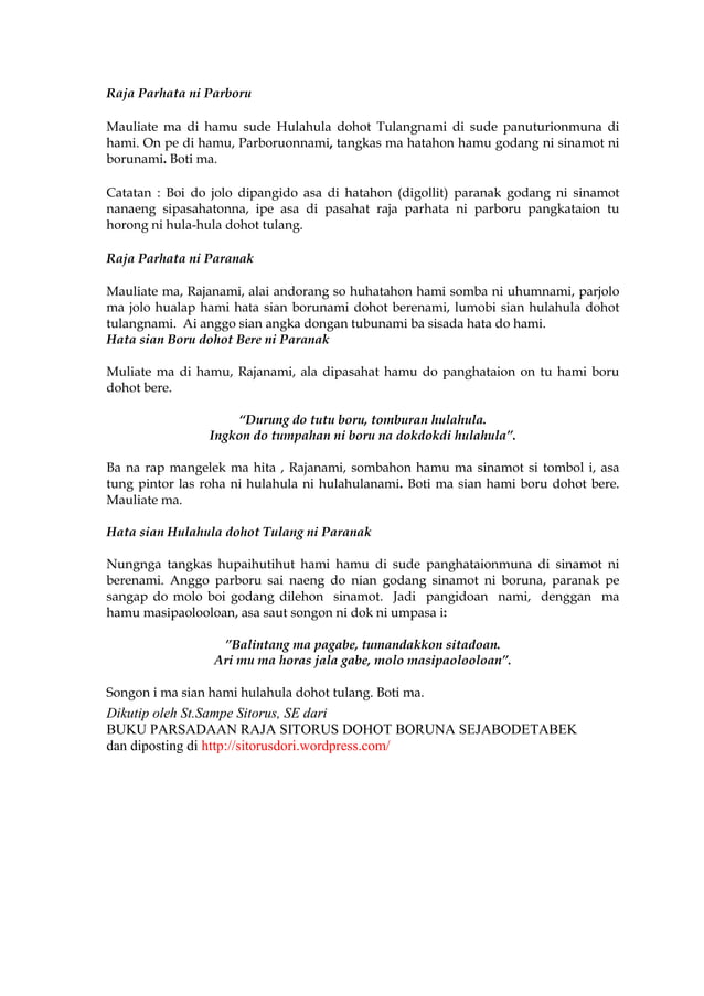 Garis besar-ruhut-paradaton-parsadaan-raja-sitorus-dohot-boruna-se ...