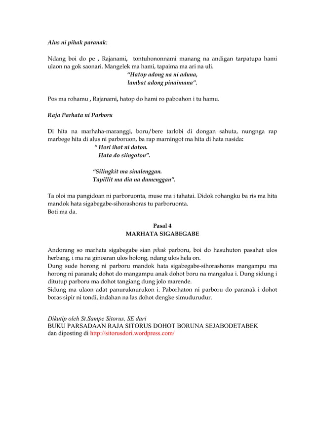Garis besar-ruhut-paradaton-parsadaan-raja-sitorus-dohot-boruna-se ...