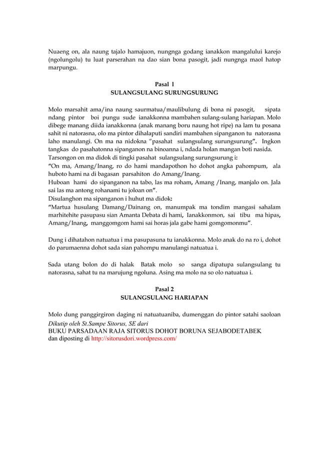 Garis besar-ruhut-paradaton-parsadaan-raja-sitorus-dohot-boruna-se ...