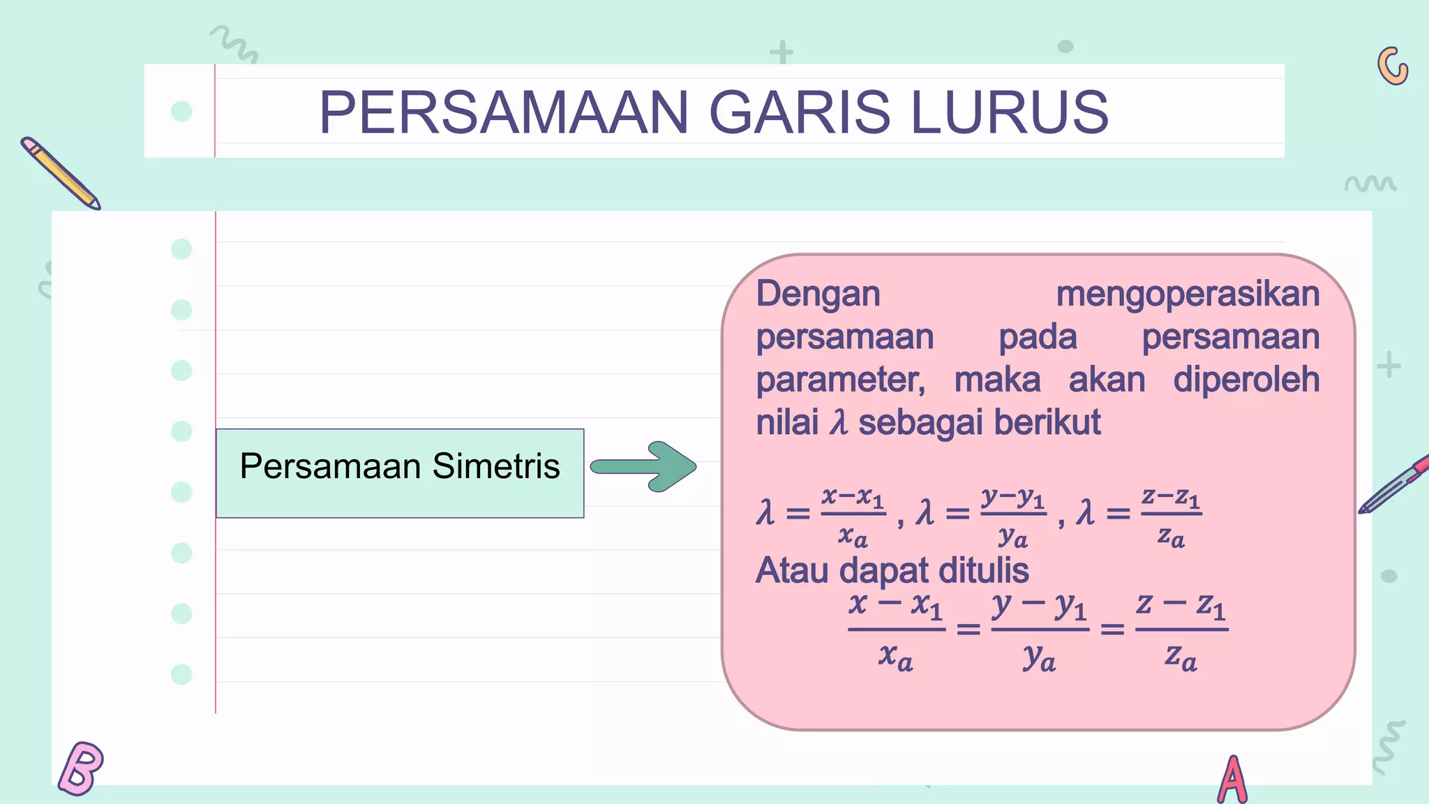 Garis lurus dalam ruang ( 3 dimensi) | PPTX