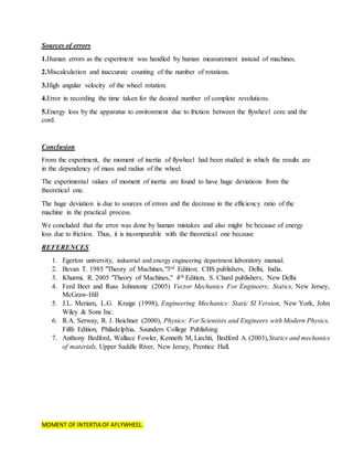 MOMENT INERTIA OF A FLYWHEEL LAB REPORT | DOCX