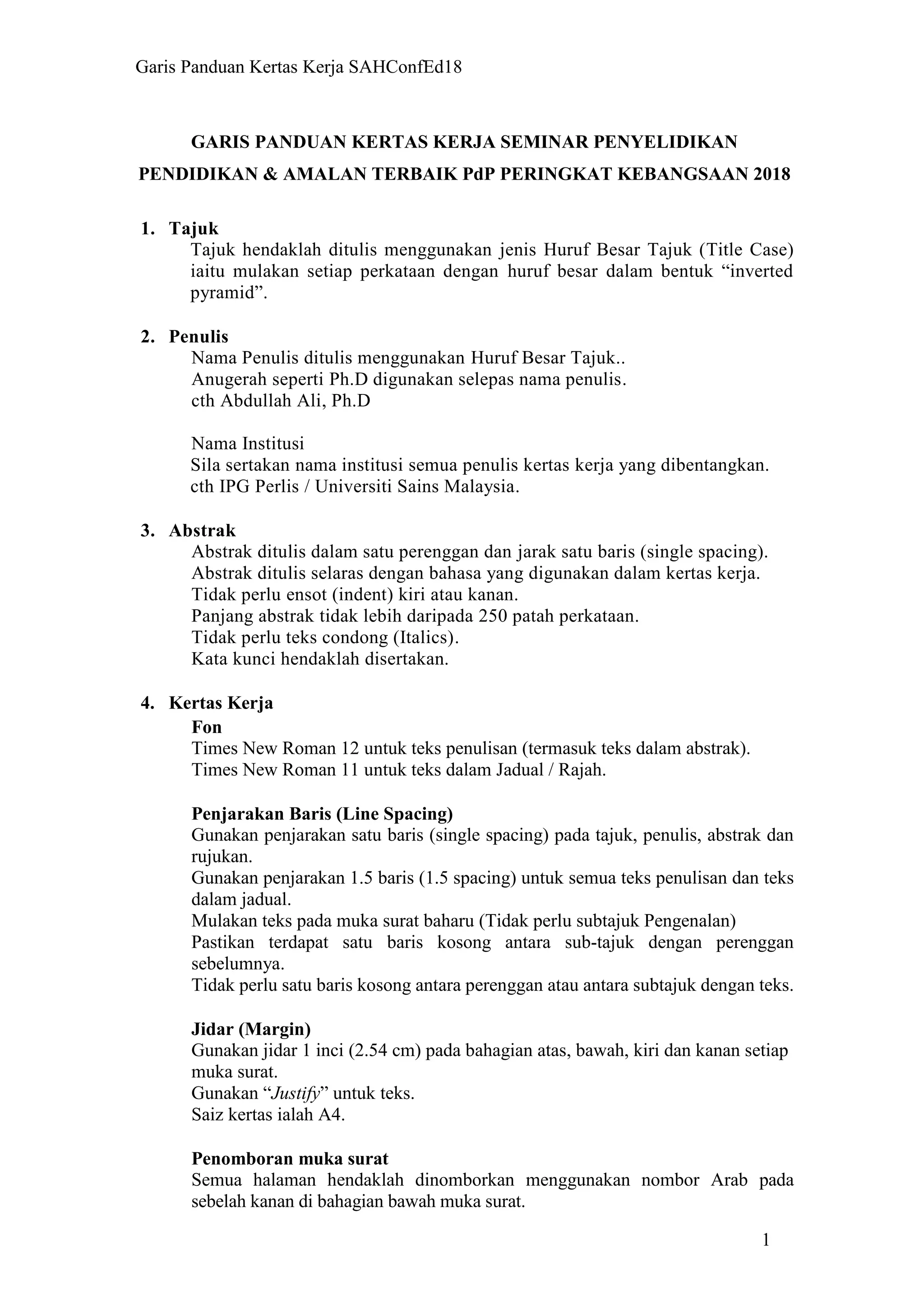 Garis panduan kertas_kerja_sah_conf_ed18 | PDF