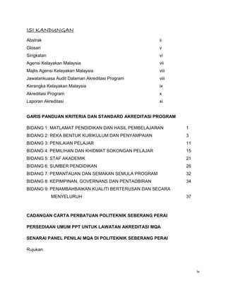 GARIS PANDUAN KRITERIA DAN STANDARD AUDIT DALAMAN AKREDITASI PROGRAM 2012 | PDF