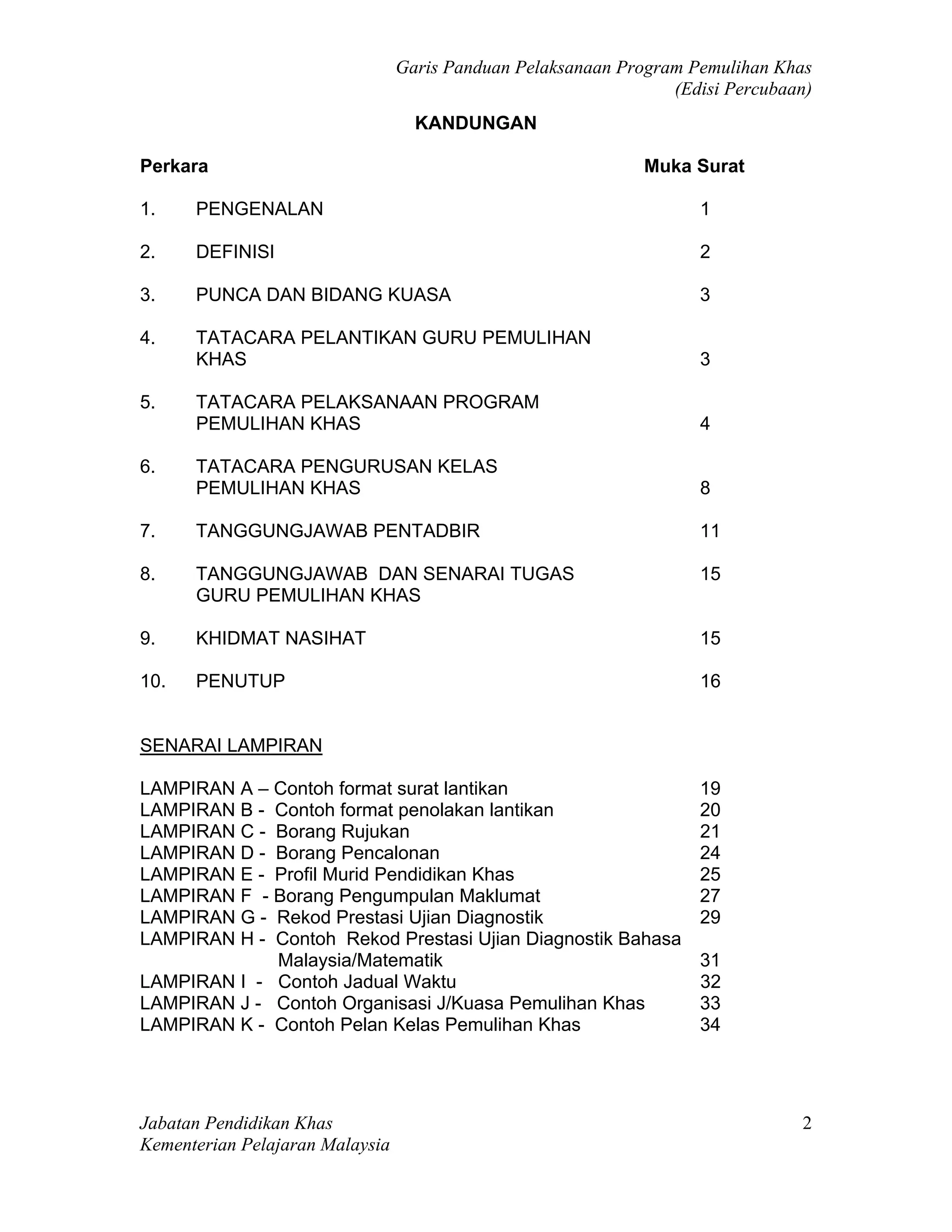 Garis panduan pelaksanaan program pemulihan khas 2008 | PDF