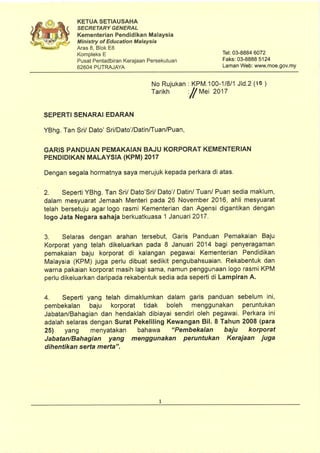 Garis panduan pemakaian baju korporat kpm 2017 | PDF