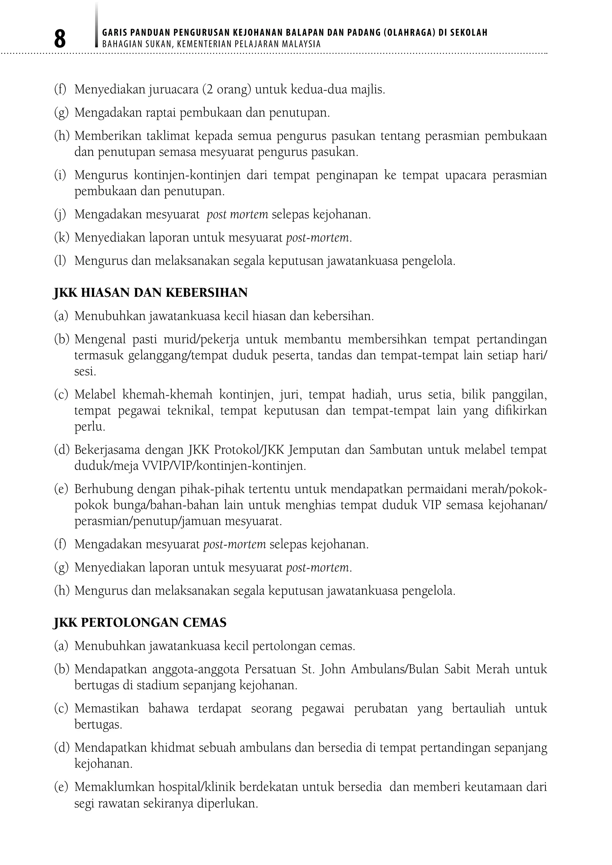 Garis panduan pengurusan kejohanan balapan dan padang | PDF
