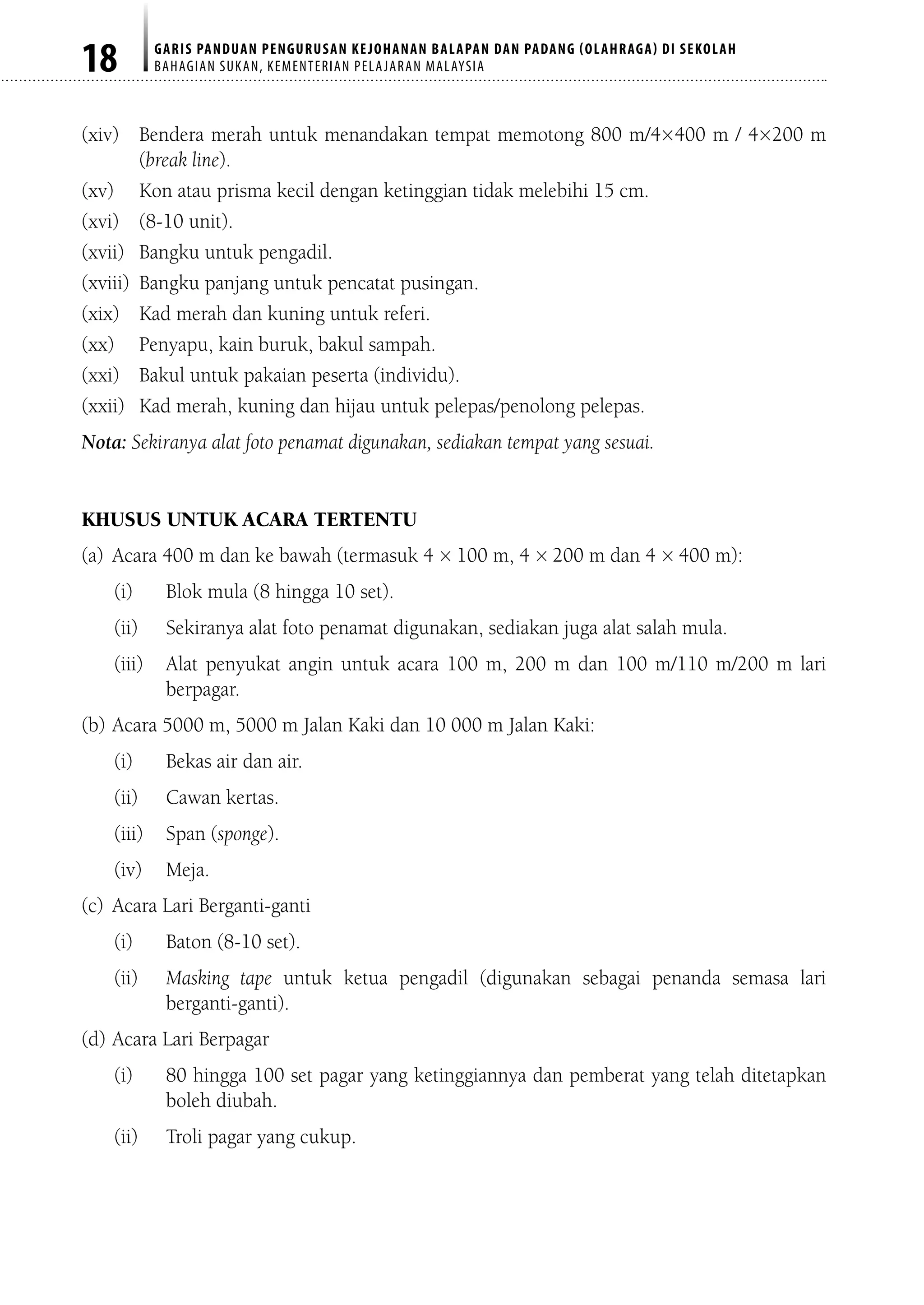 Garis panduan pengurusan kejohanan balapan dan padang | PDF