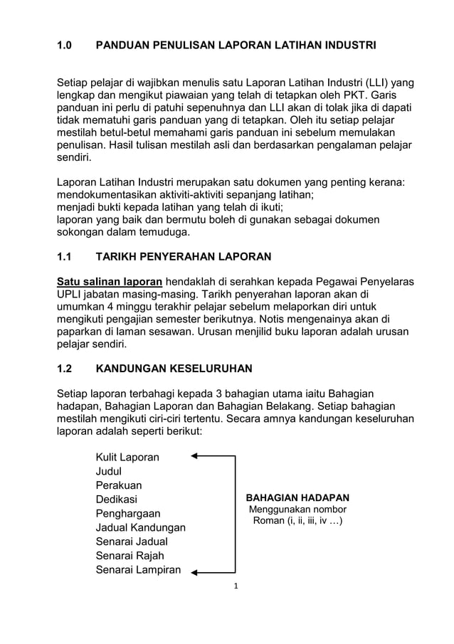 Garis+panduan+penulisan+laporan+latihan+industri | PDF