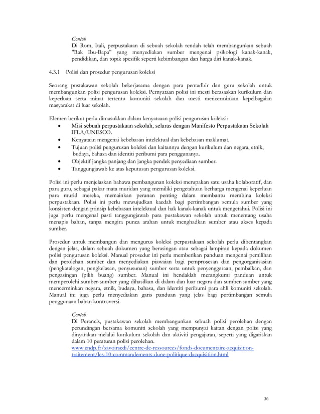 Garis Panduan Perpustakaan Sekolah (Pusat Sumber Sekolah - PSS) IFLA/UNESCO Edisi Ke-2 | PDF