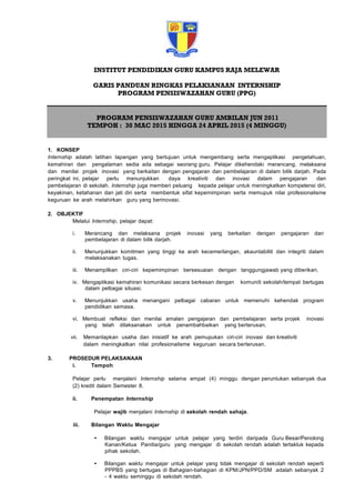 Garis panduan ringkas ke sekolah ppg internship utk guru besar | PDF