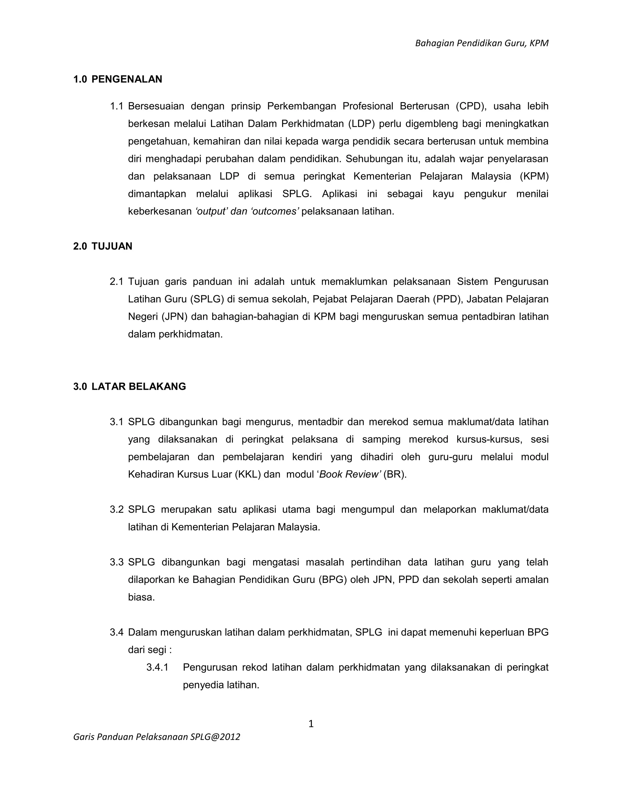 Garis panduan splg | PDF