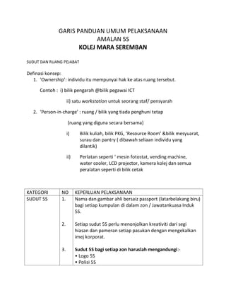 Garis panduan umum amalan 5S | PDF