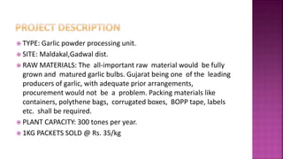 Garlic processing financial analysis | PPTX