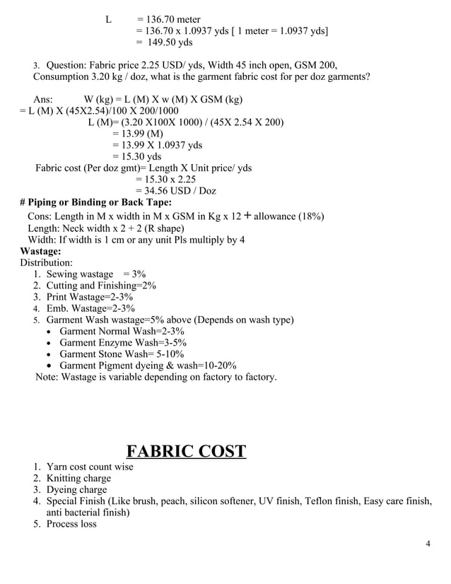 Garment Costing | PDF