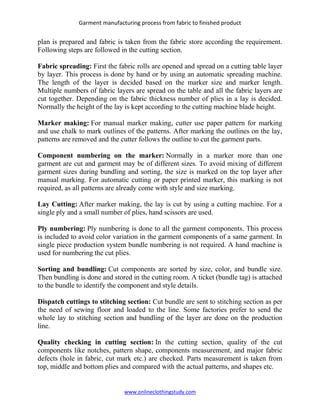 Garment manufacturing process fabric to finished product | PDF
