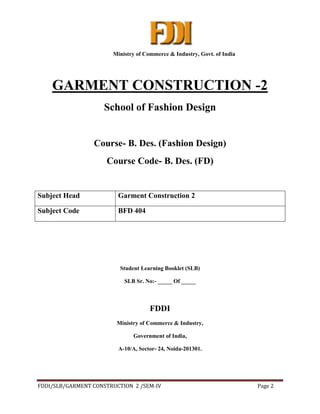 Garment construction study material for designing student | PDF