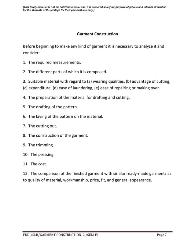 Garment construction study material for designing student | PDF | Women ...