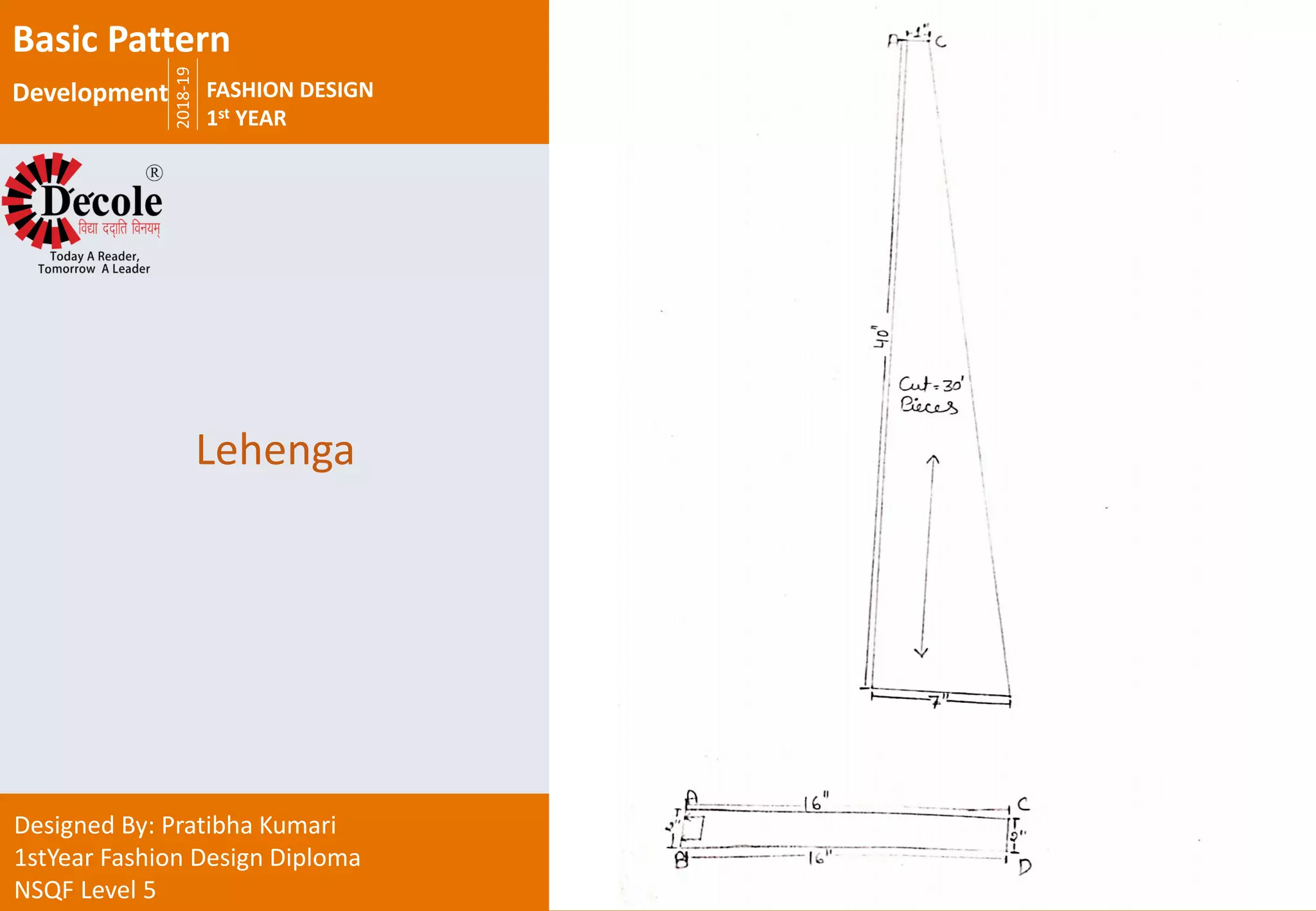 Pratibha Kumari, Diploma Fashion Design First Year, (Basic Pattern Development Project) | PPT