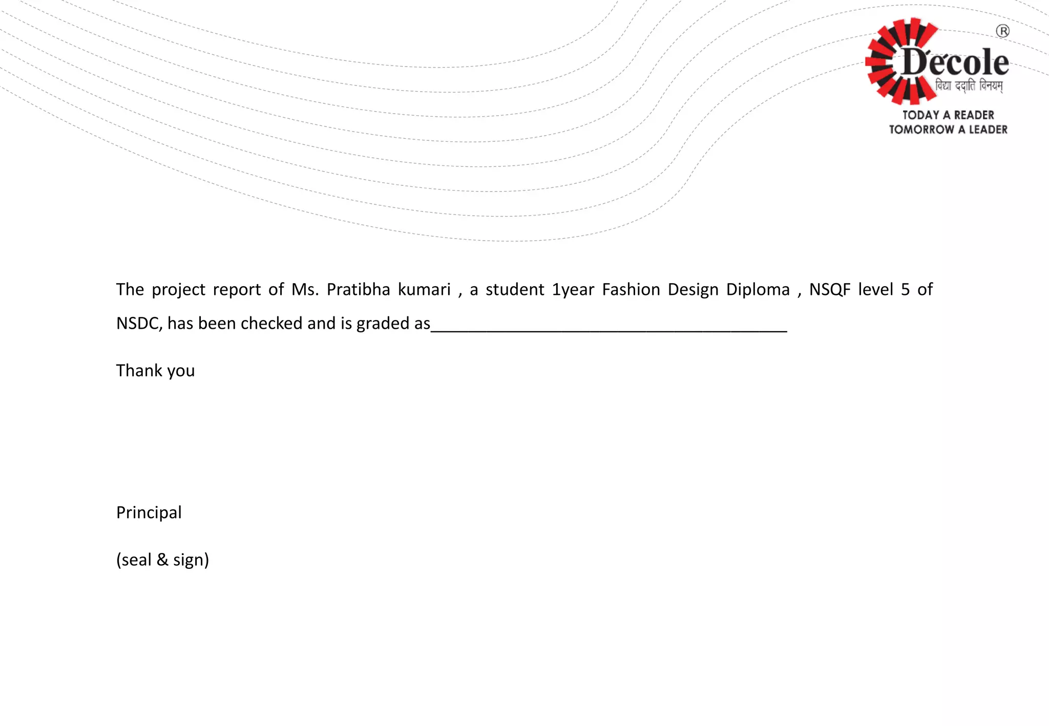 Pratibha Kumari, Diploma Fashion Design First Year, (Basic Pattern ...