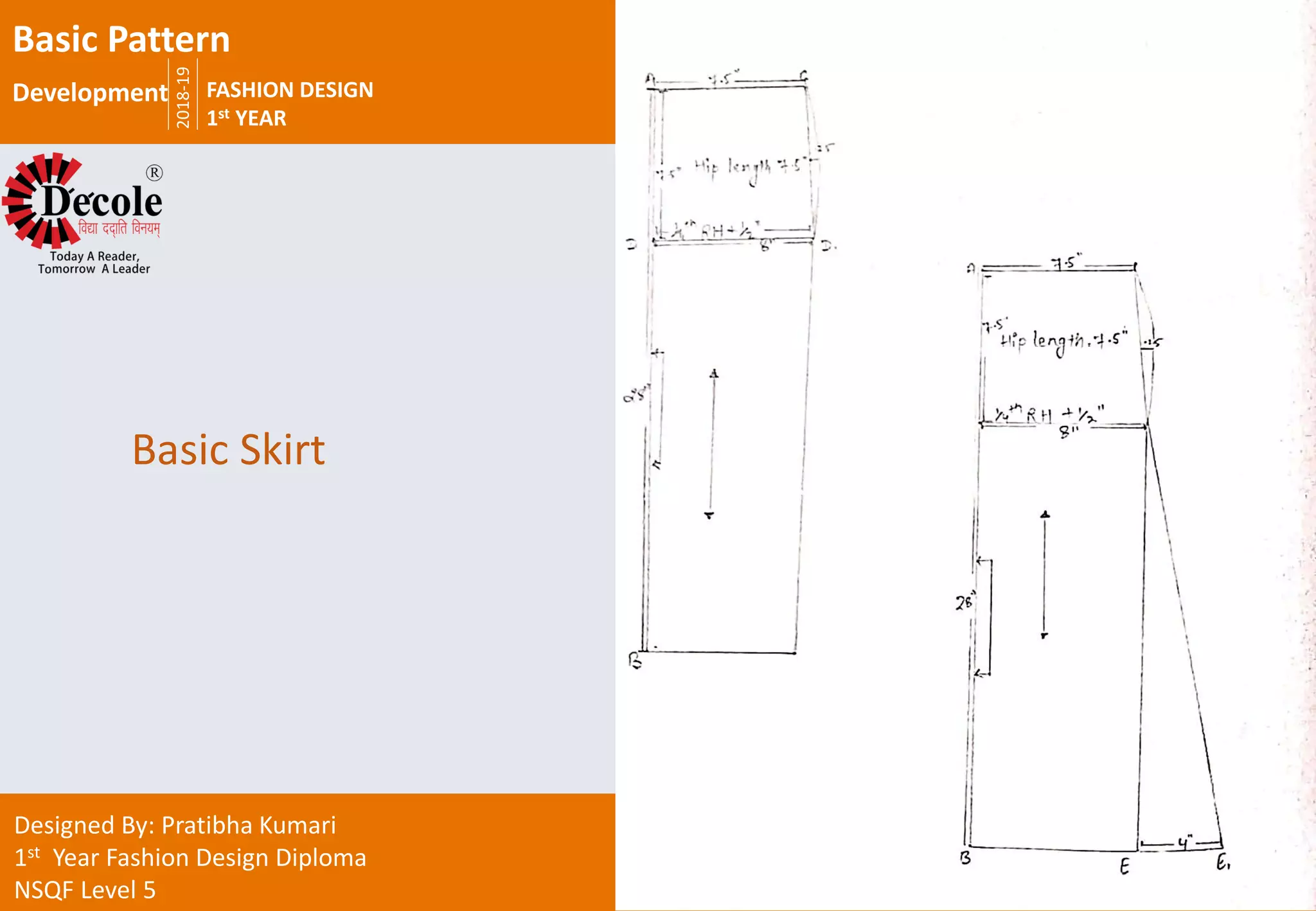 Pratibha Kumari, Diploma Fashion Design First Year, (Basic Pattern Development Project) | PPT