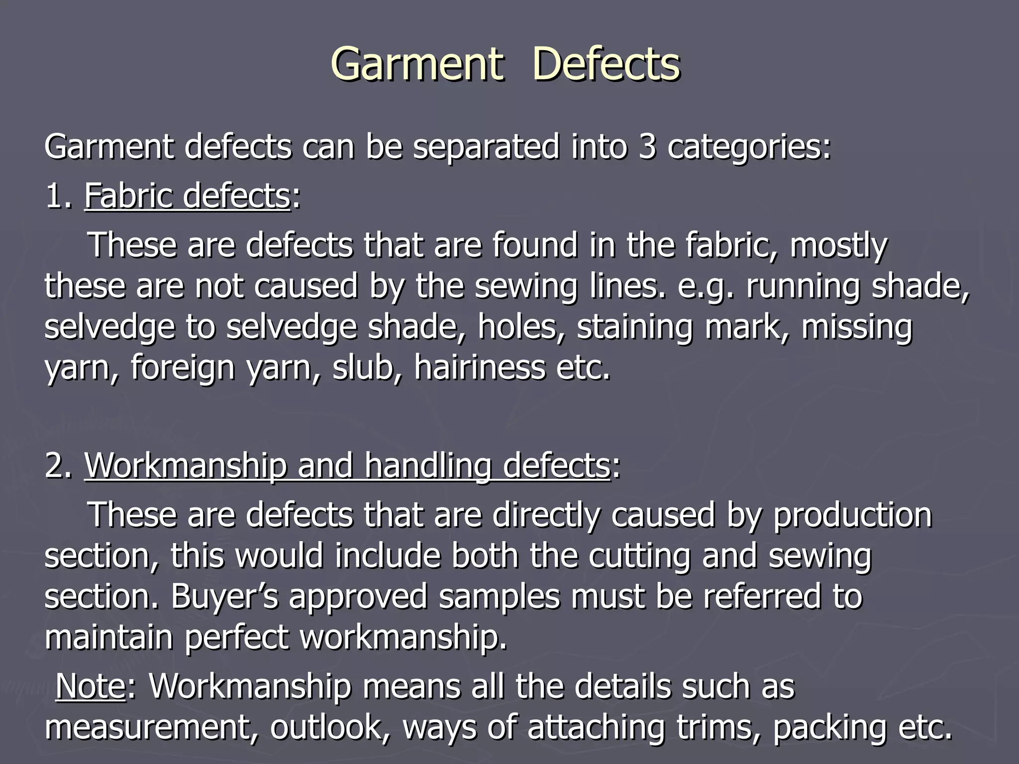 Garment defects | PPT