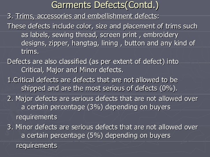 Garment defects