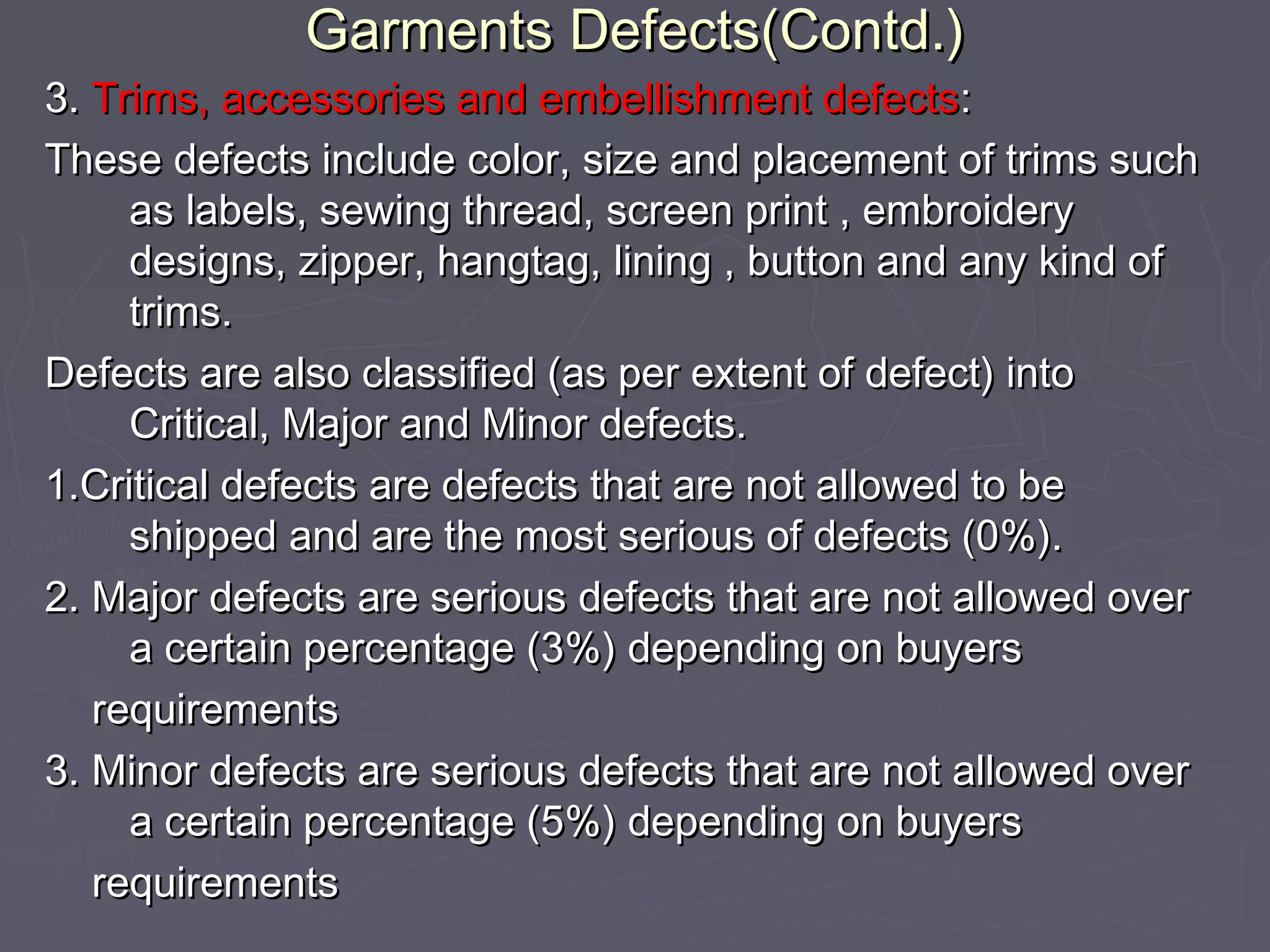 Garment Defects | PPT