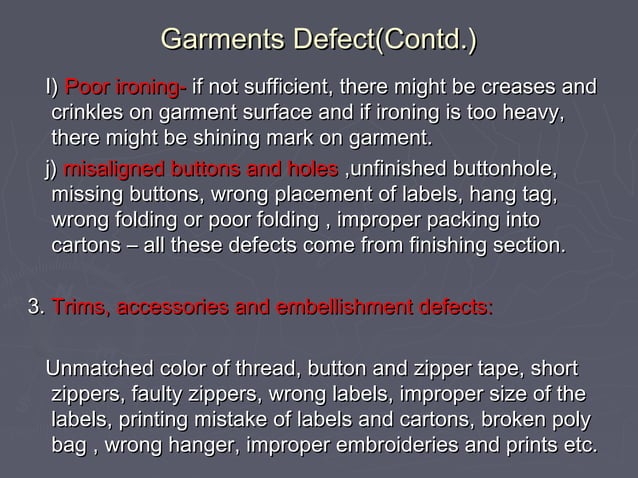 Garment Defects | PPT | Needlework | Arts and Crafts