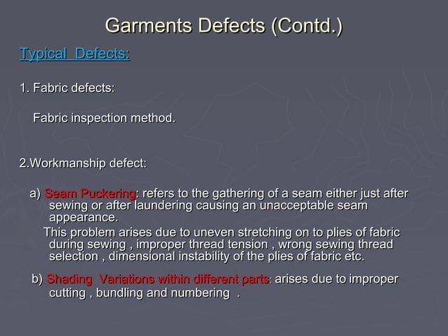Garment Defects | PPT