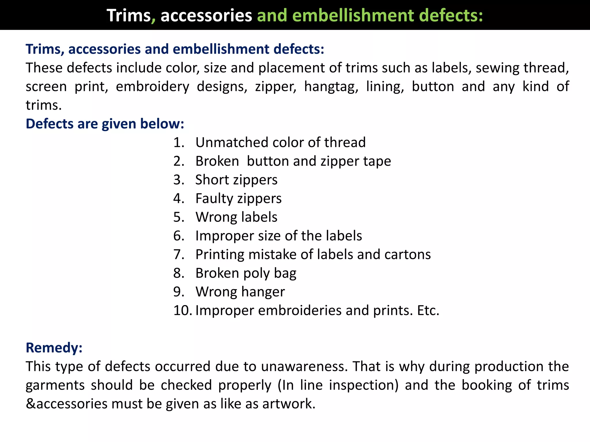 Garment Faults | PPTX
