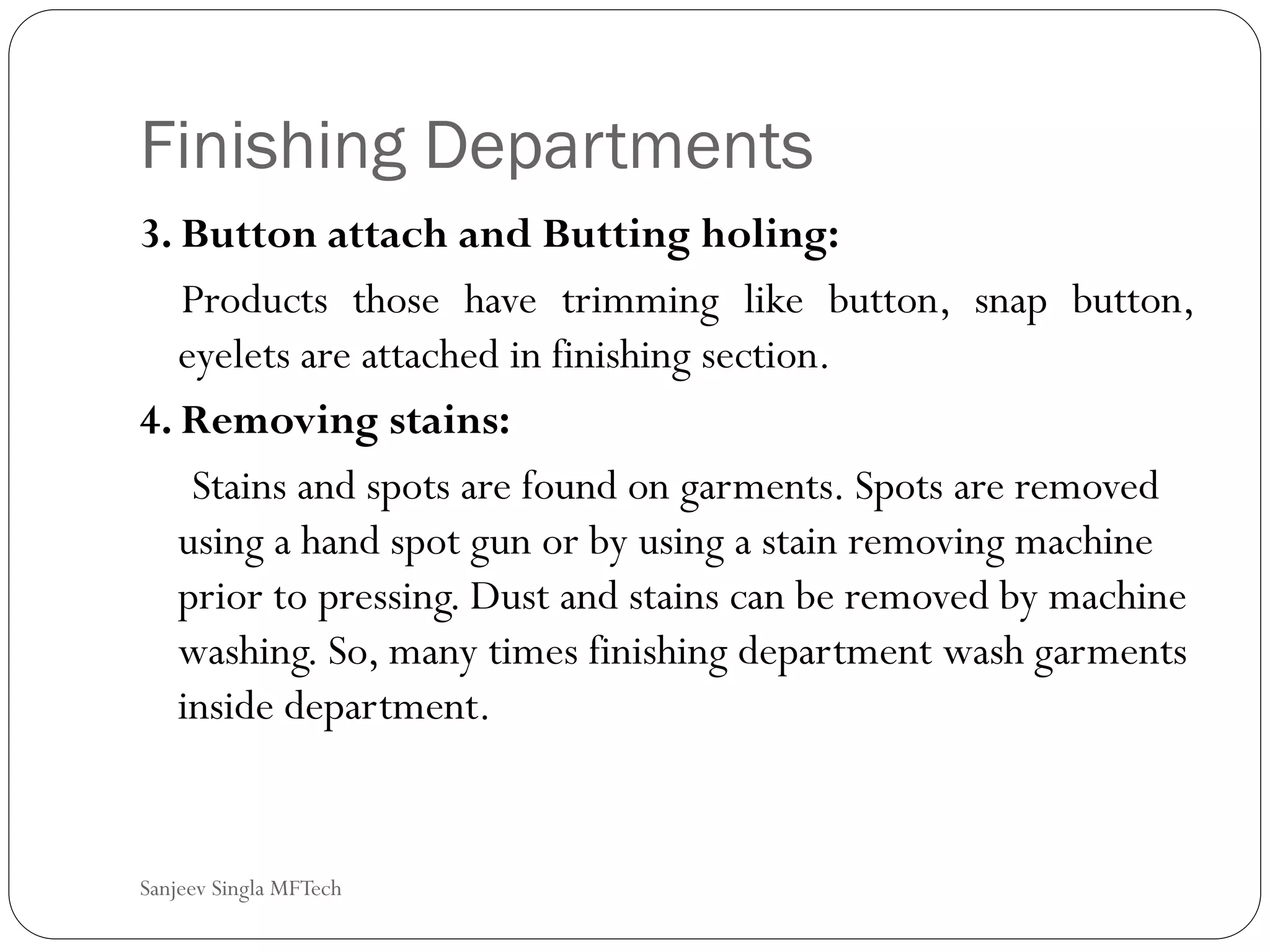 Garment Industries Finishing Department | PDF
