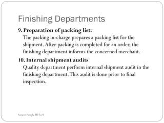 Garment Industries Finishing Department | PDF