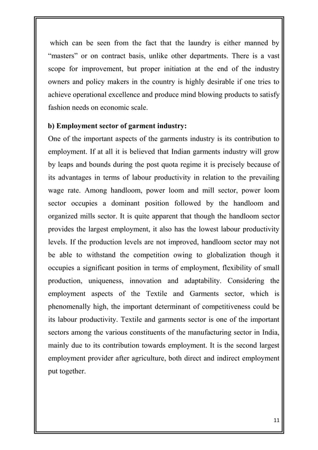 Garment Industry Project blackbook | PDF | Apparel Industry | Industries