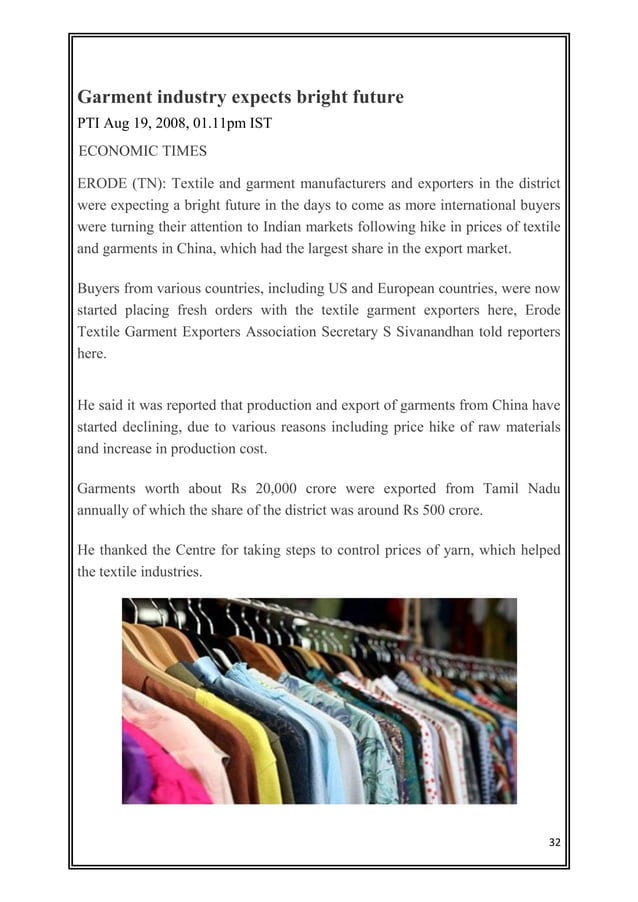 Garment Industry Project blackbook | PDF | Apparel Industry | Industries