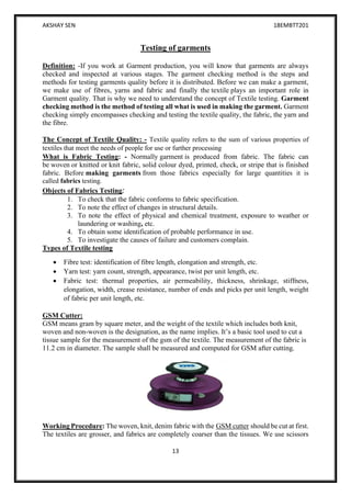 Garment inspection and testing process or dyeing process | PDF