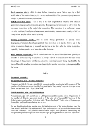 Garment inspection and testing process or dyeing process | PDF
