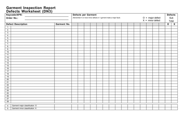 Garment inspection report_defects_worksheet_dn3_blank_page_2 | PPT