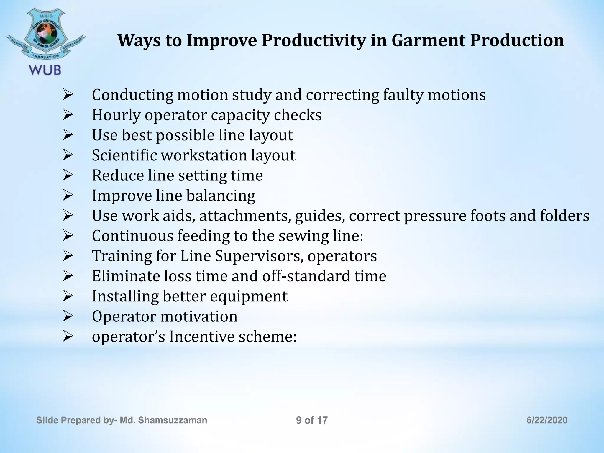 Garment production and productivity | PPT
