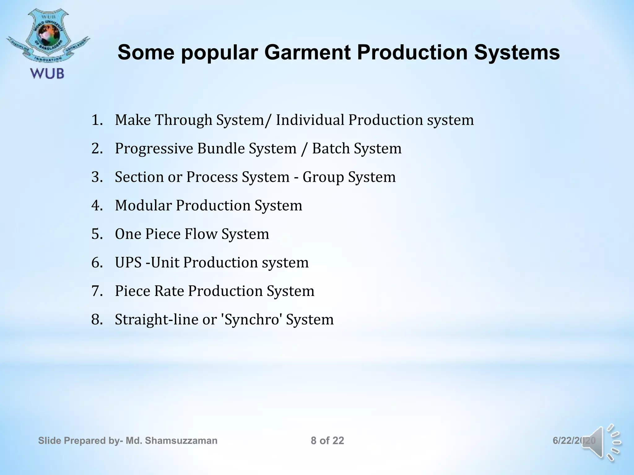 Garment production system | PPTX