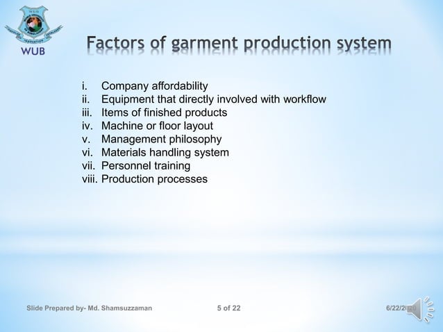 Garment production system | PPTX