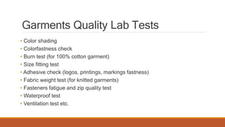 Presentation on Garments Quality Lab | PPTX
