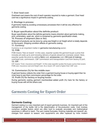Apparel/Garments costing Methods for export order | PDF