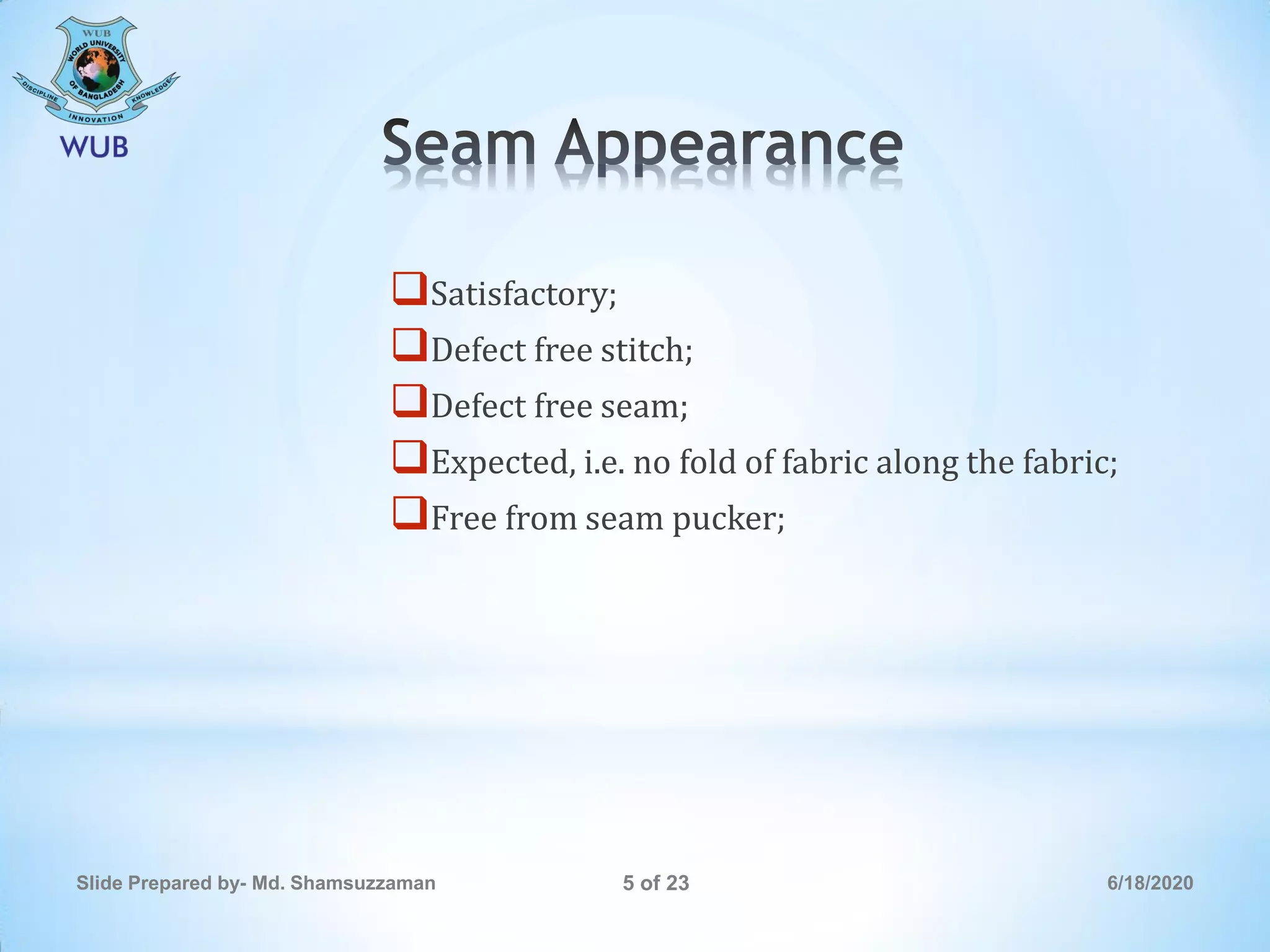 Garment seam and it's classes | PDF