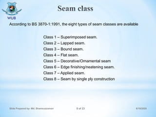 Garment seam and it's classes | PDF