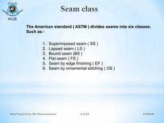 Garment seam and it's classes | PDF