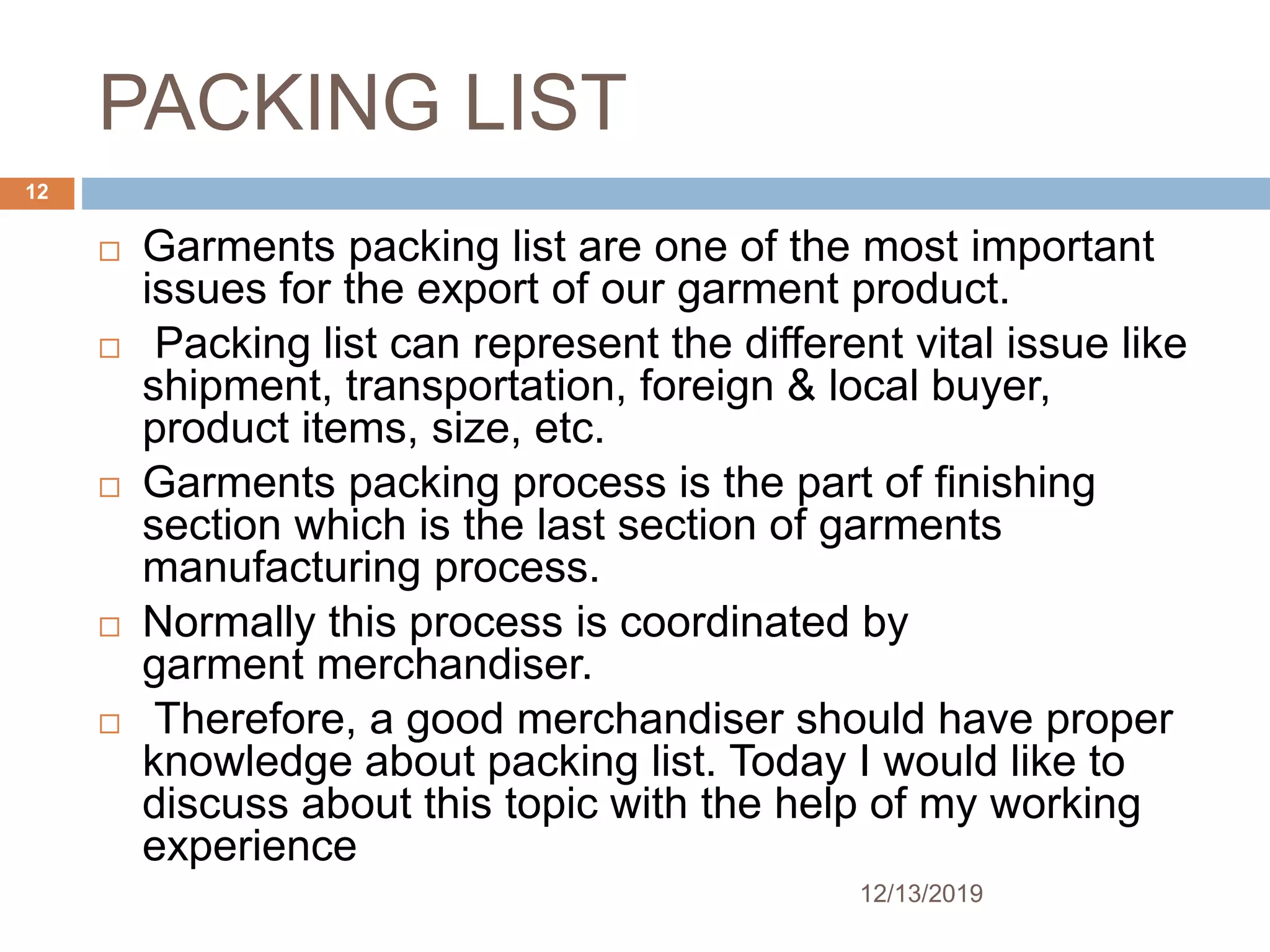 Garments packing | PPTX