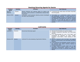 Auxiliaries and specialities for denim and garment processing | PDF